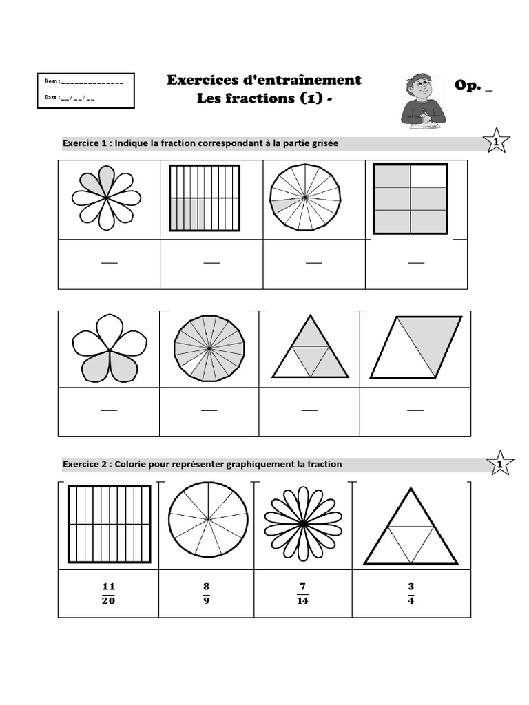 Exercices de fractions pour CM1 | PDF | Fraction (Mathématiques ...