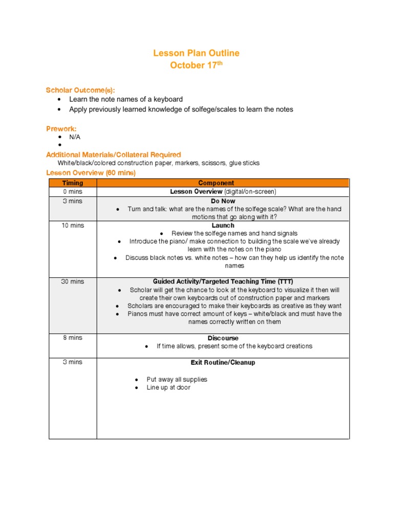 Lesson Plans October 17th | PDF