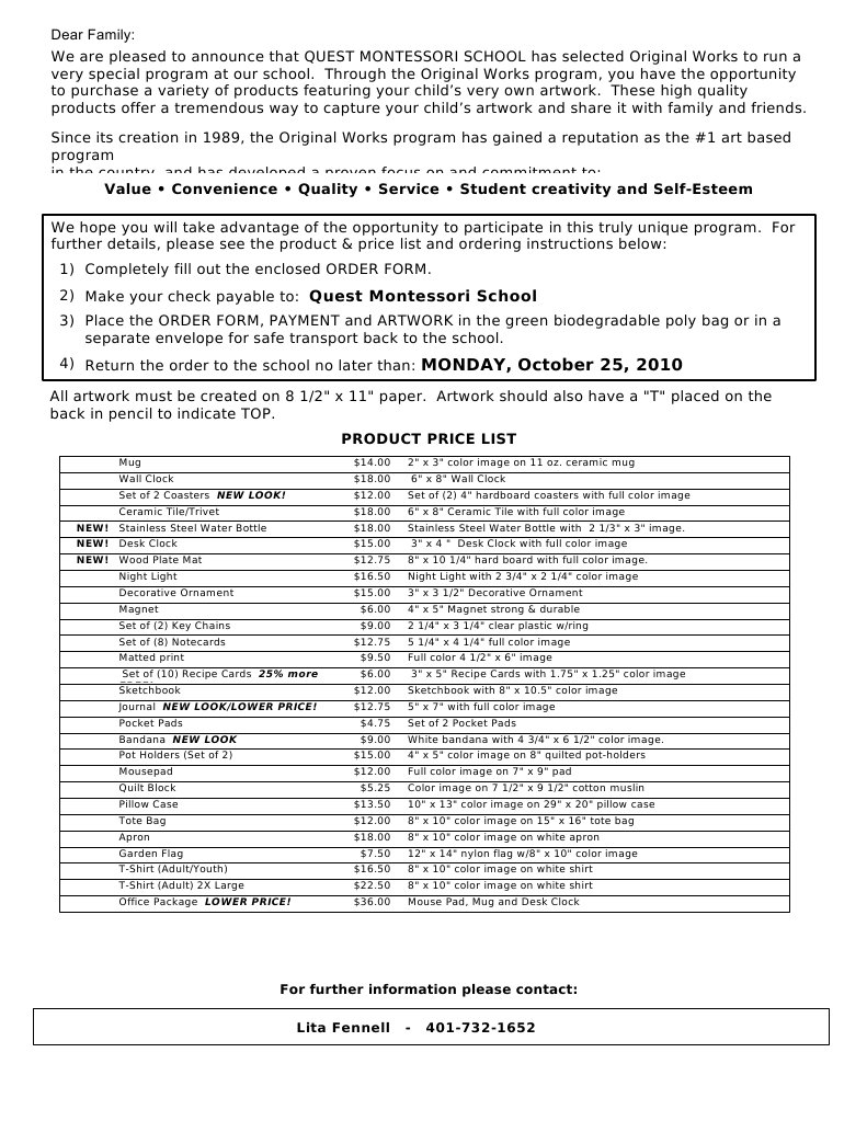 Original Works Price List | PDF