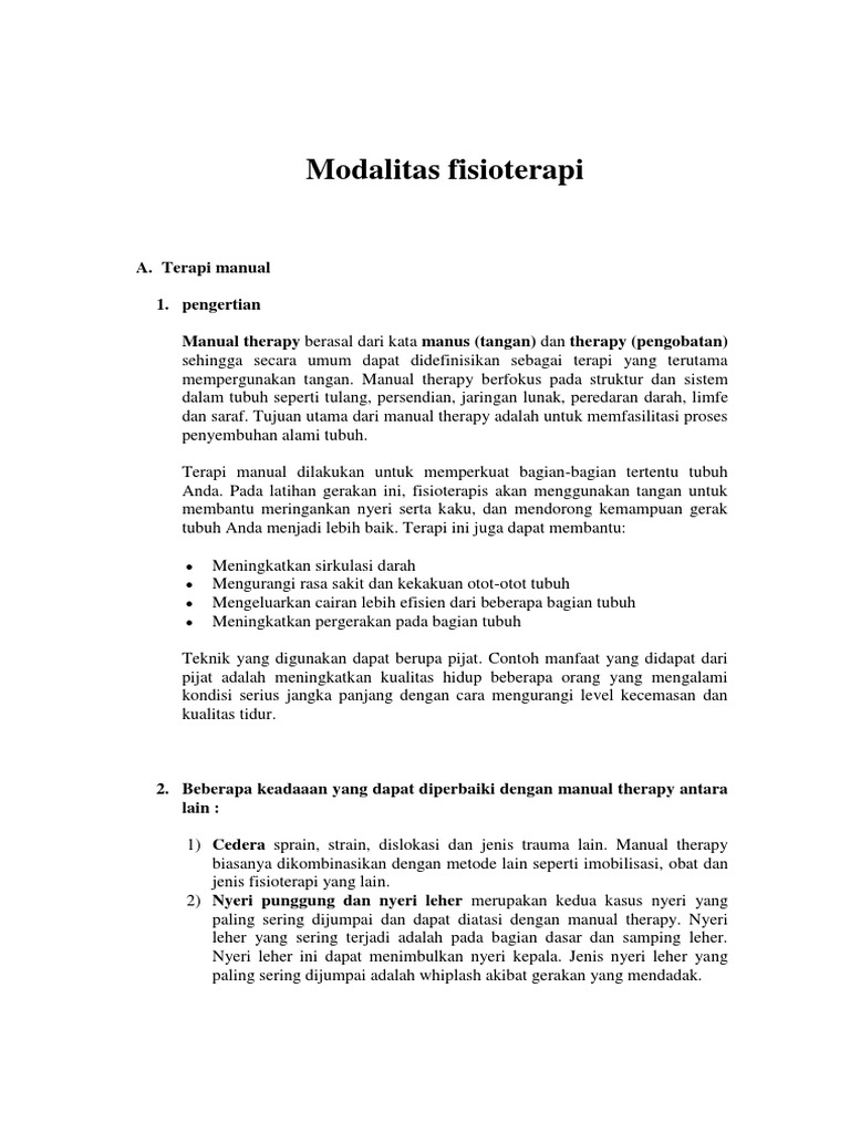 Modalitas Fisioterapi | PDF