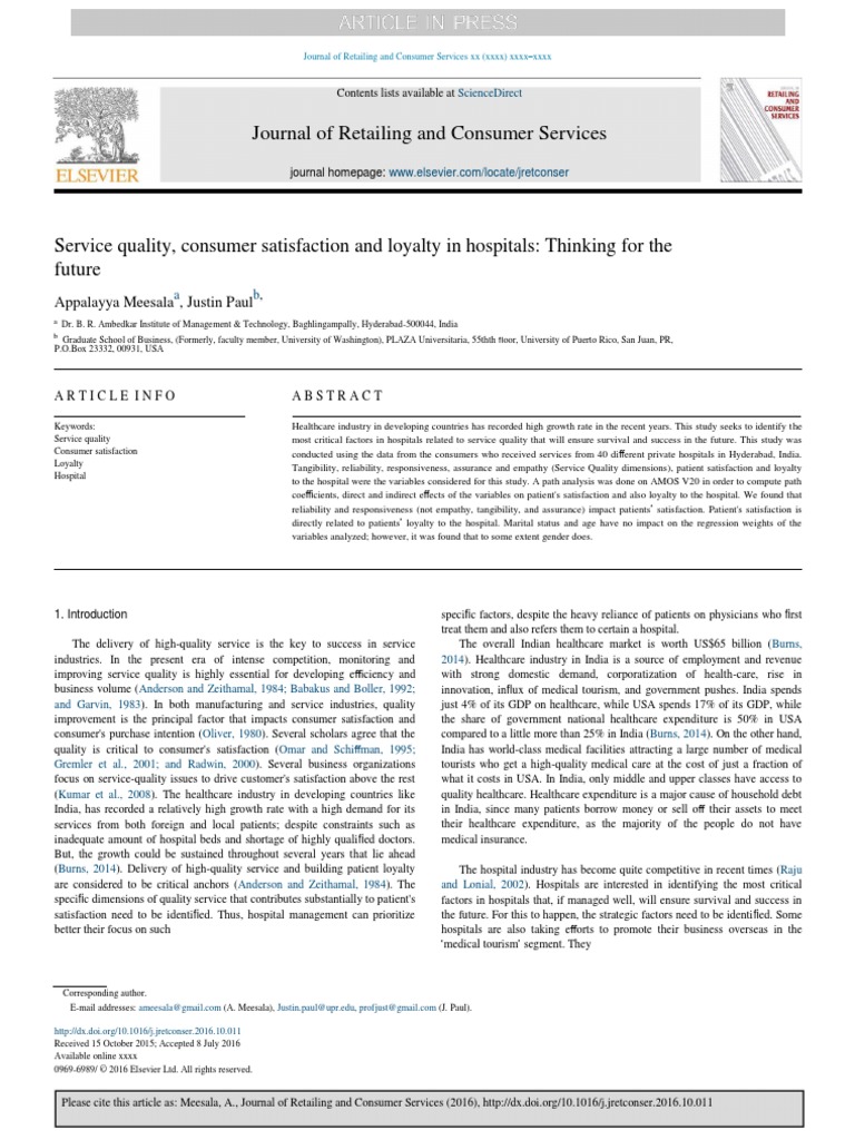 Journal of Retailing and Consumer Services | PDF | Customer ...