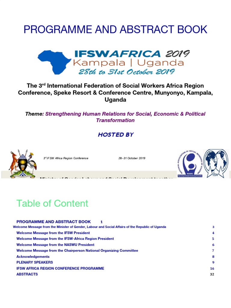 Final Programme Ifsw 2019 For Print PDF | PDF | Uganda | Social Work