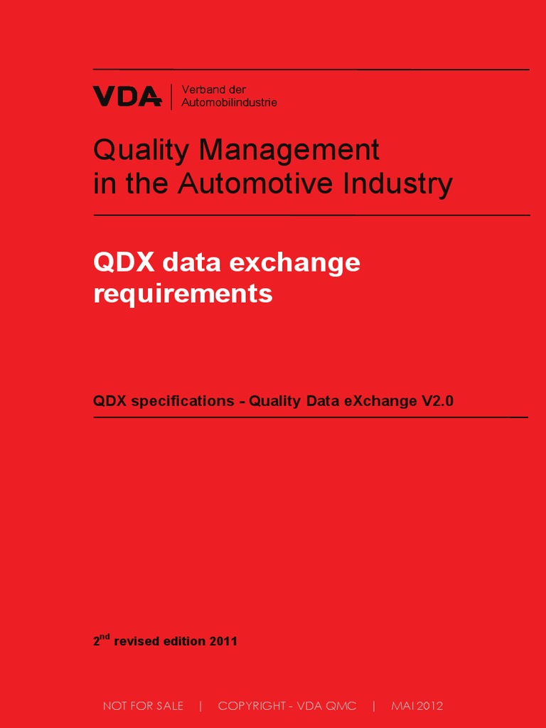 VDA QMC Vol 7 - QDX Data Exchange Requirements V2.0 PDF | PDF ...