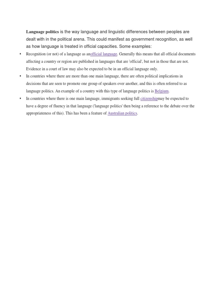 Understanding Language Politics in Governance | PDF