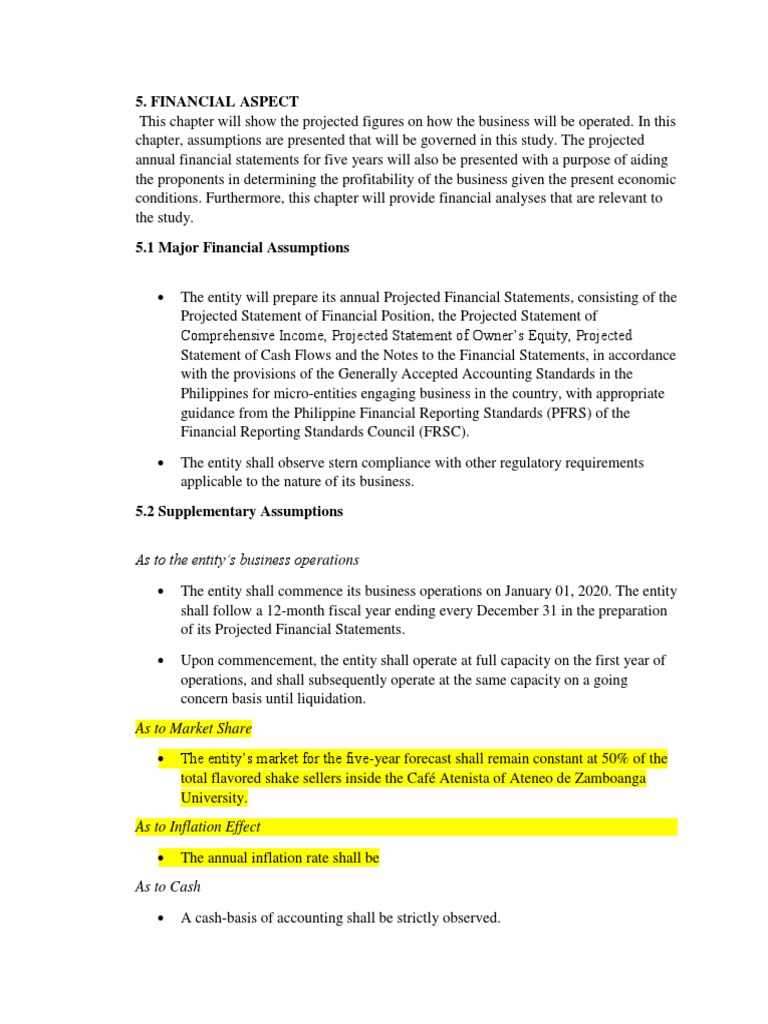 Financial Aspect This Chapter Will Show The Projected Figures On How ...