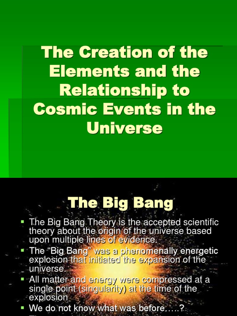 The Creation of The Elements and The Relationship To Cosmic Events in ...