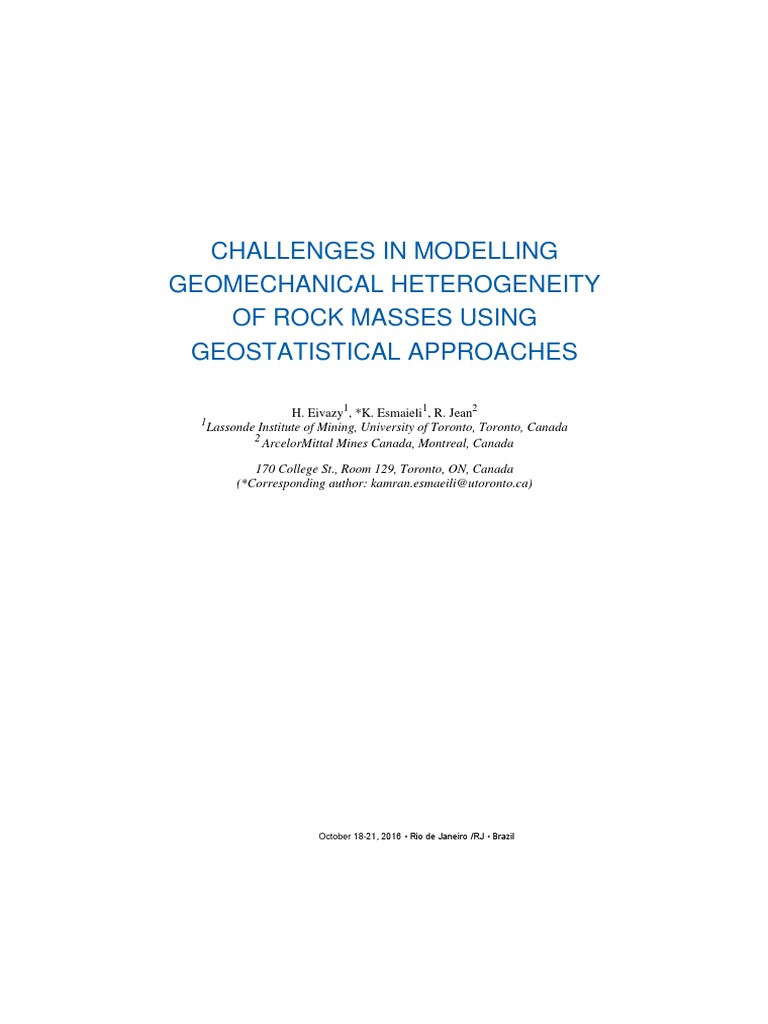 Challenges in Modelling Geomechanical Heterogeneity of Rock Masses Using Geostatistical ...