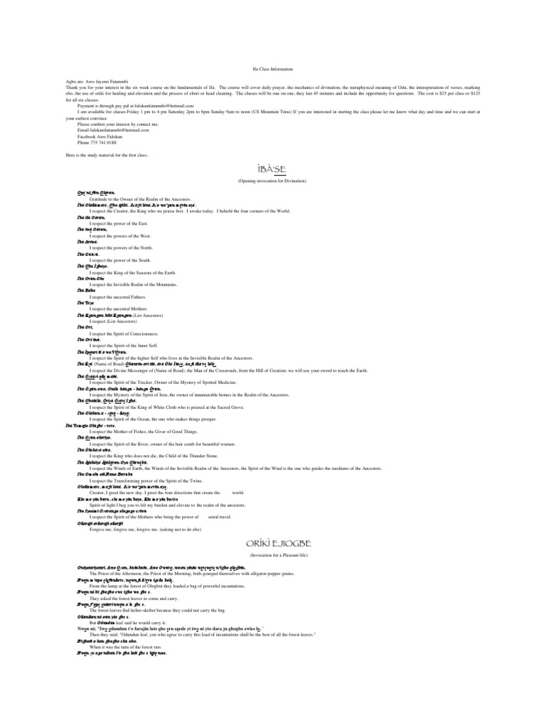 Ifa Fundamentals Course Details | PDF | Santería