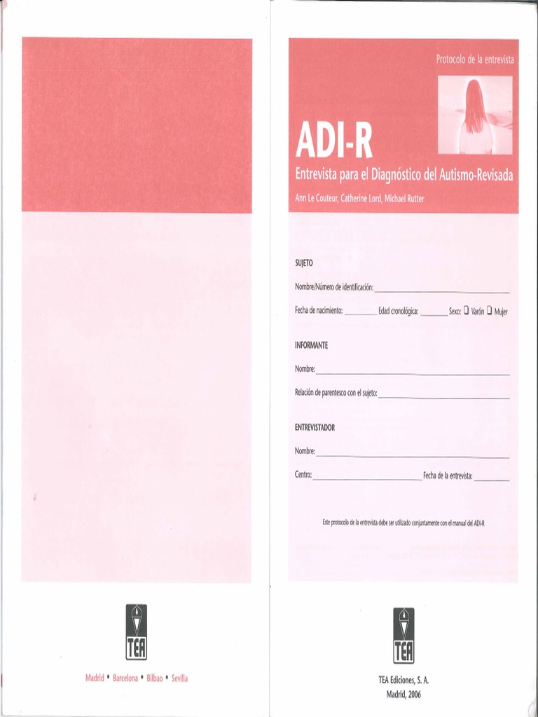 ADIR Protocolo Entrevista Autismo | PDF