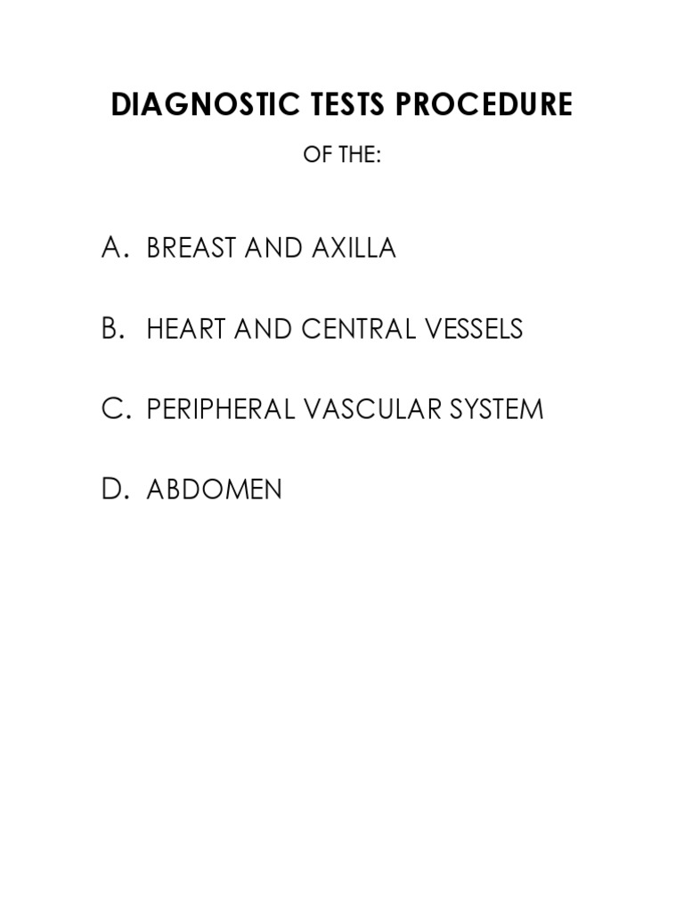 Diagnostic Tests Procedure | PDF | Intravenous Therapy | Heart
