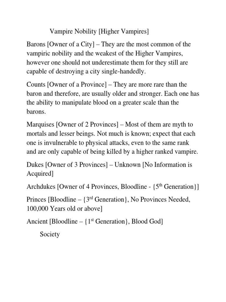 Vampire Nobility | PDF