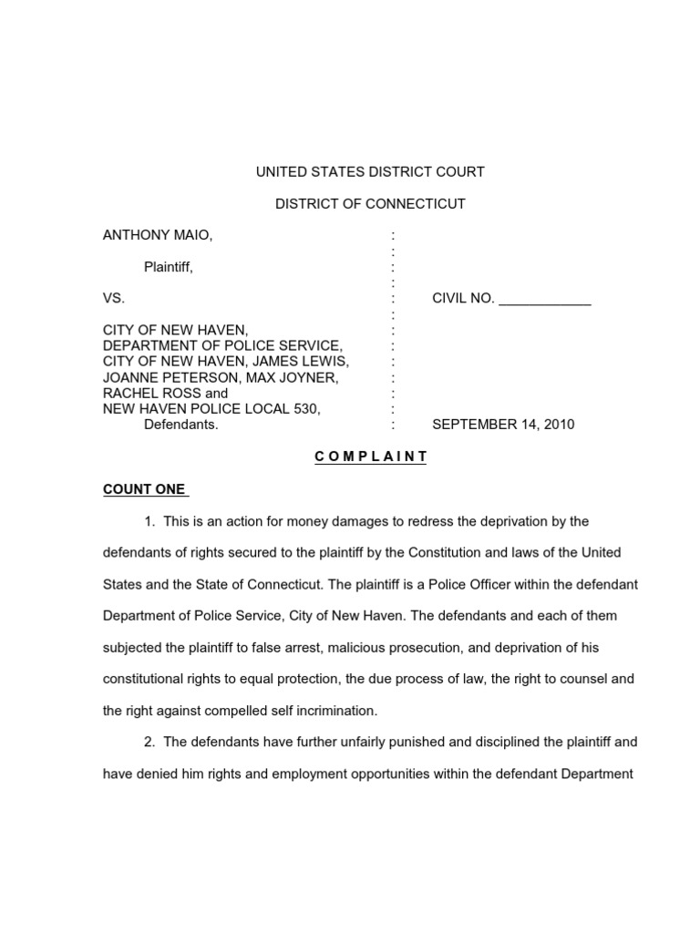 Anthony Maio Complaint | Download Free PDF | Intentional Infliction Of ...