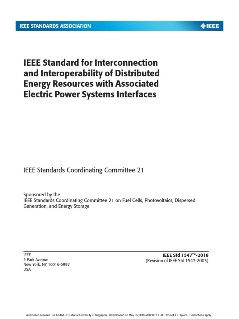 Ieee Standard For Interconnection and Interoperability of Distri | PDF ...