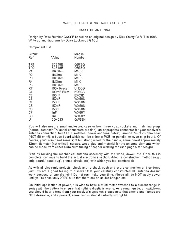 DF Antenna | PDF | Antenna (Radio) | Transmitter