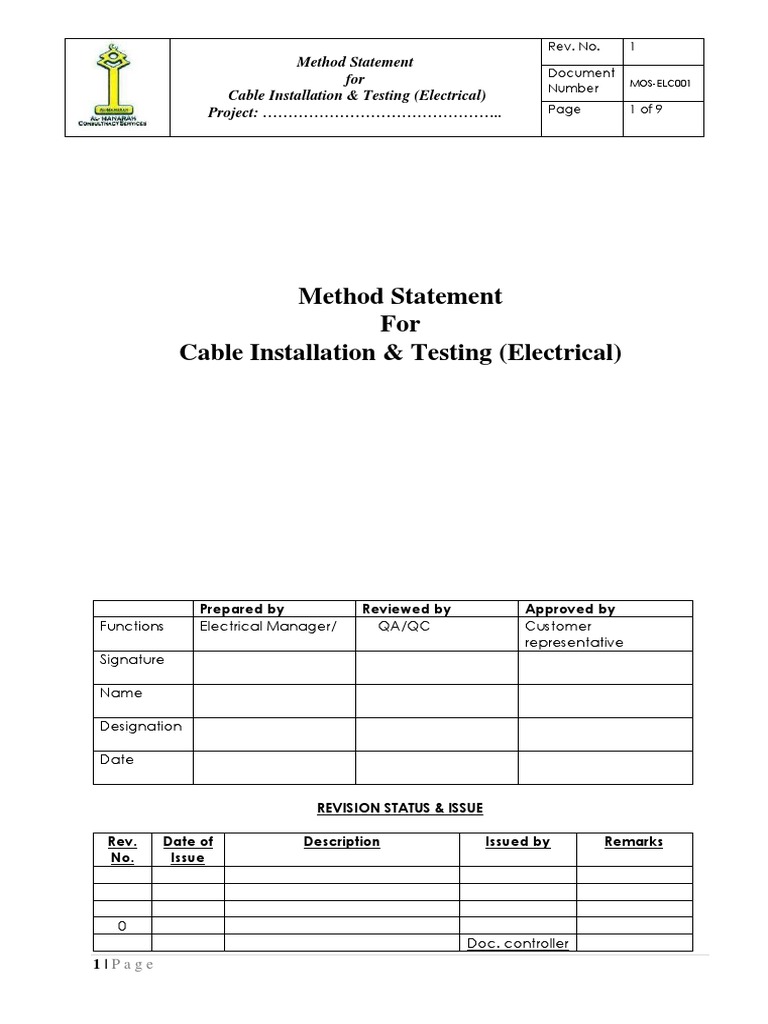 MS Electrical Cable Installation | PDF | Excavation (Archaeology ...