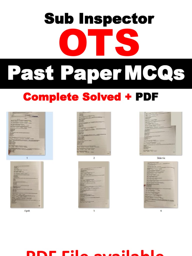 Overview of Topics Covered in OTS Past Paper MCQs Document | PDF ...