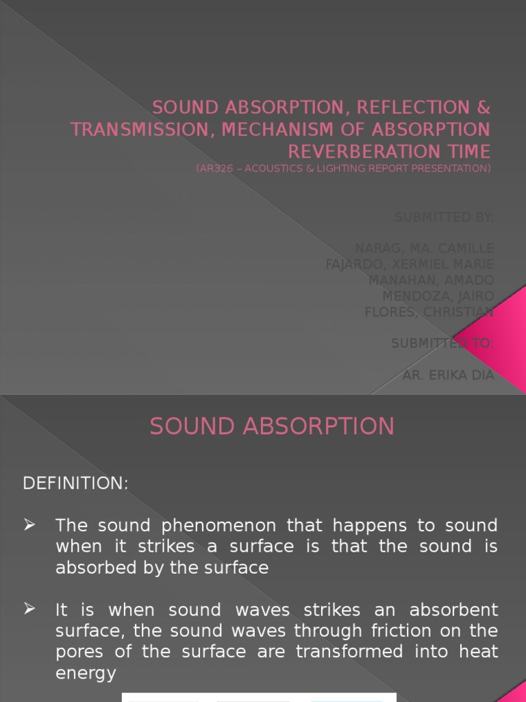 Sound Absorption, Reflection & Transmission, Mechanism of Absorption ...