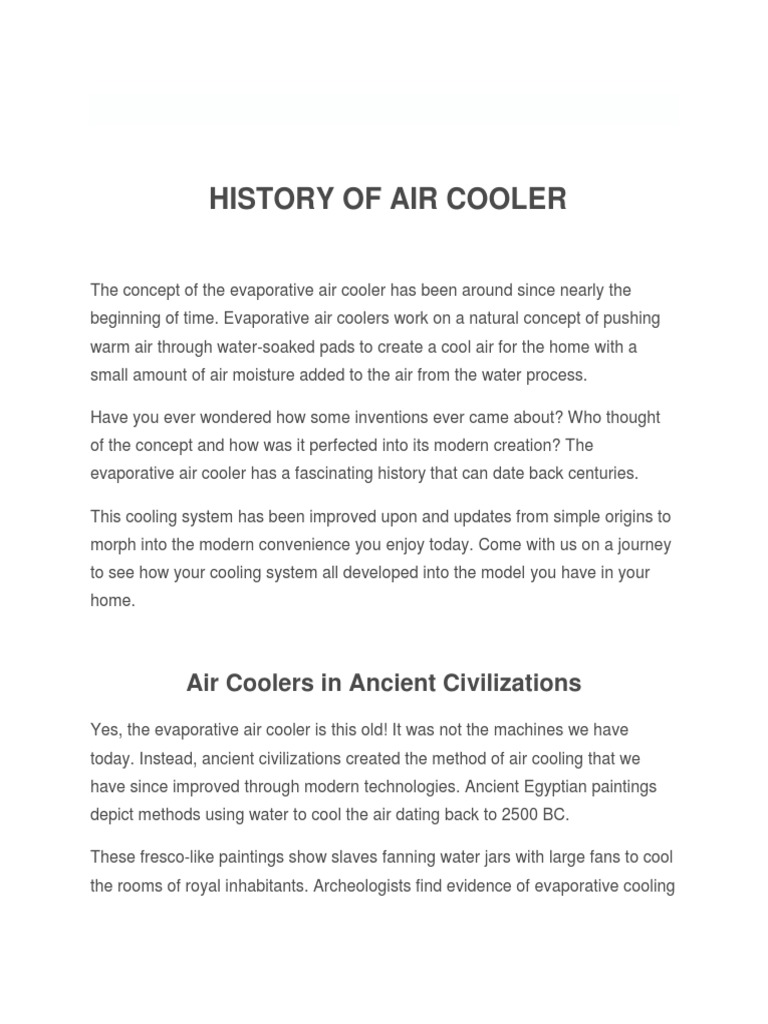 History of Air Cooler: Air Coolers in Ancient Civilizations | PDF ...