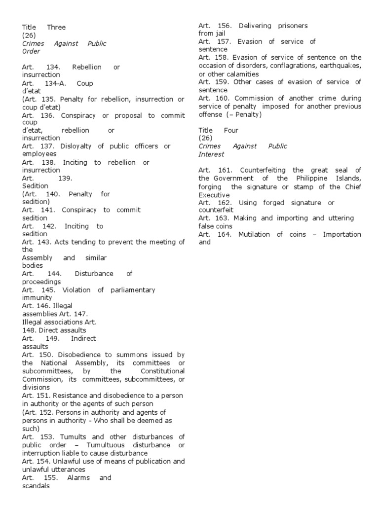 List of Crimes Take 2 Final | PDF | Forgery | Perjury