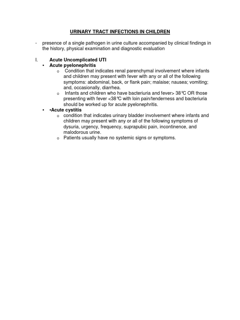 Urinary Tract Infections in Children | PDF | Urinary Tract Infection ...