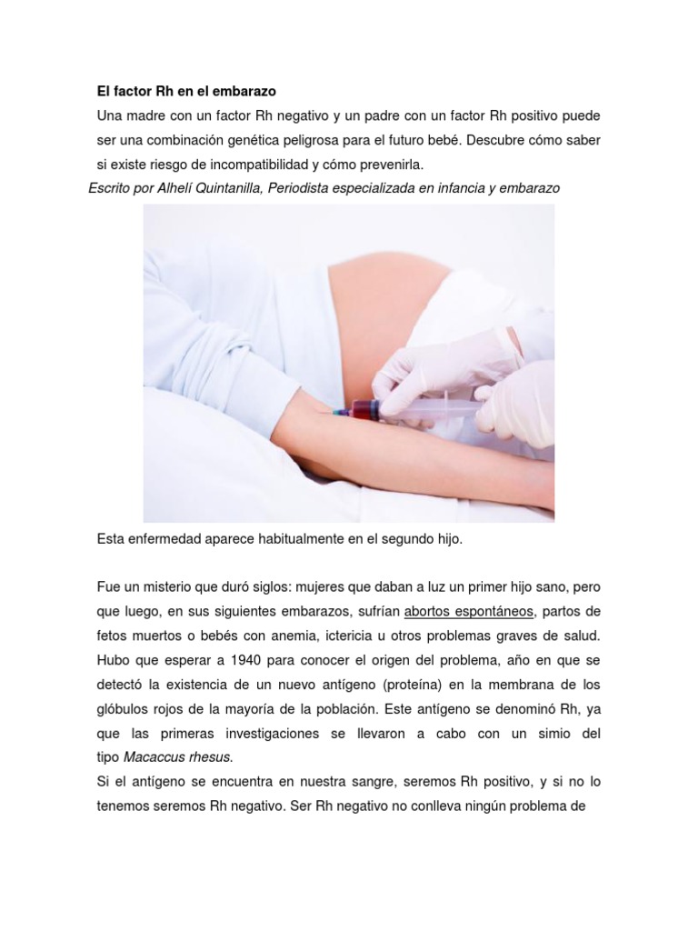 El Factor RH en El Embarazo | PDF | El embarazo | Inmunología