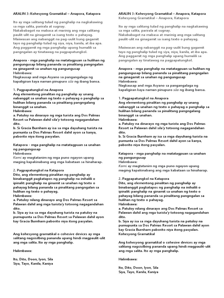 Anapora at Katapora Lesson | PDF