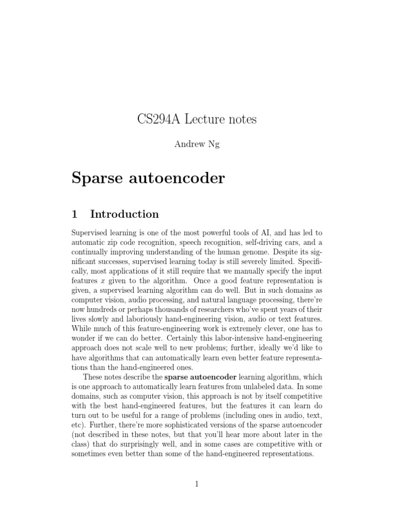 Sparse Autoencoder | PDF | Artificial Neural Network | Machine Learning