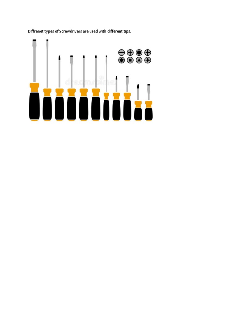 Diffrenet Types of Screwdrivers Are Used With Different Tips | PDF