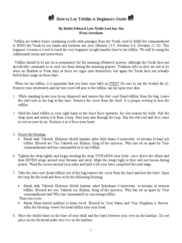 How To Lay Tefillin (A Beginners Guide) . | PDF | Jewish Prayer And ...