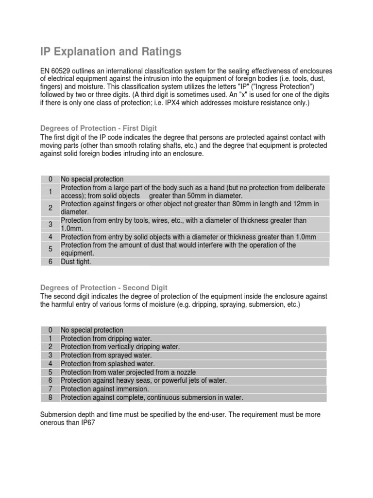 IP Explanation and Ratings | PDF | Electrical Engineering | Nature
