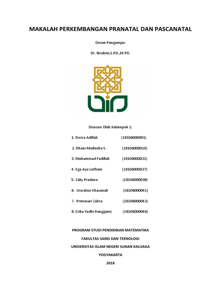 Makalah Perkembangan Pranatal Dan Pascanatal | PDF | Karier & Perkembangan