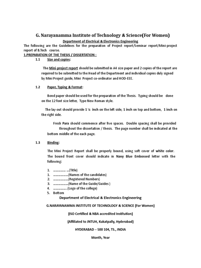 Thesis Guidelines Mini Project | PDF | Thesis | Academia