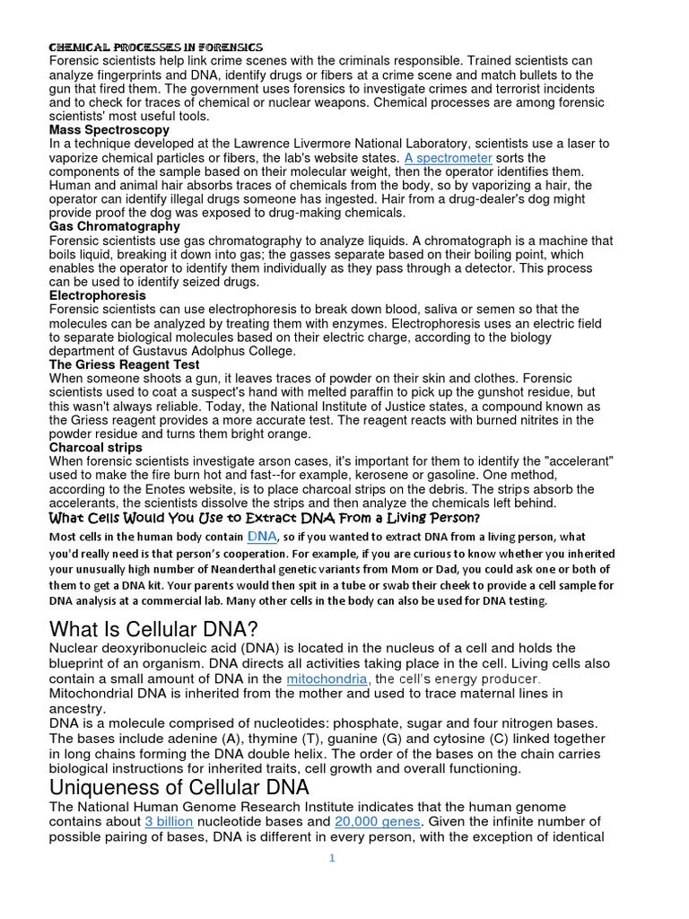Chemical Processes in Forensics | PDF | Chemistry | Biology