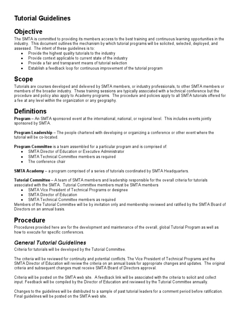 Tutorial Guidelines Objective | PDF | Board Of Directors | Committee