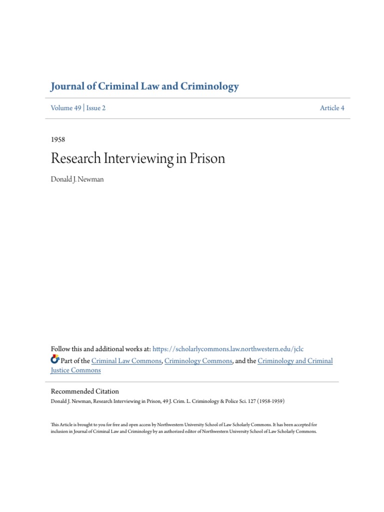 Research Interviewing in Prison: Journal of Criminal Law and ...