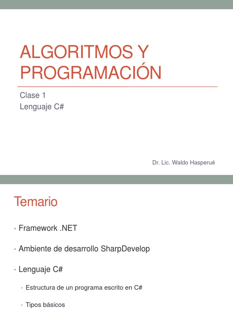 Algoritmos y Programacion | PDF | .NET Framework | Estructura de datos ...