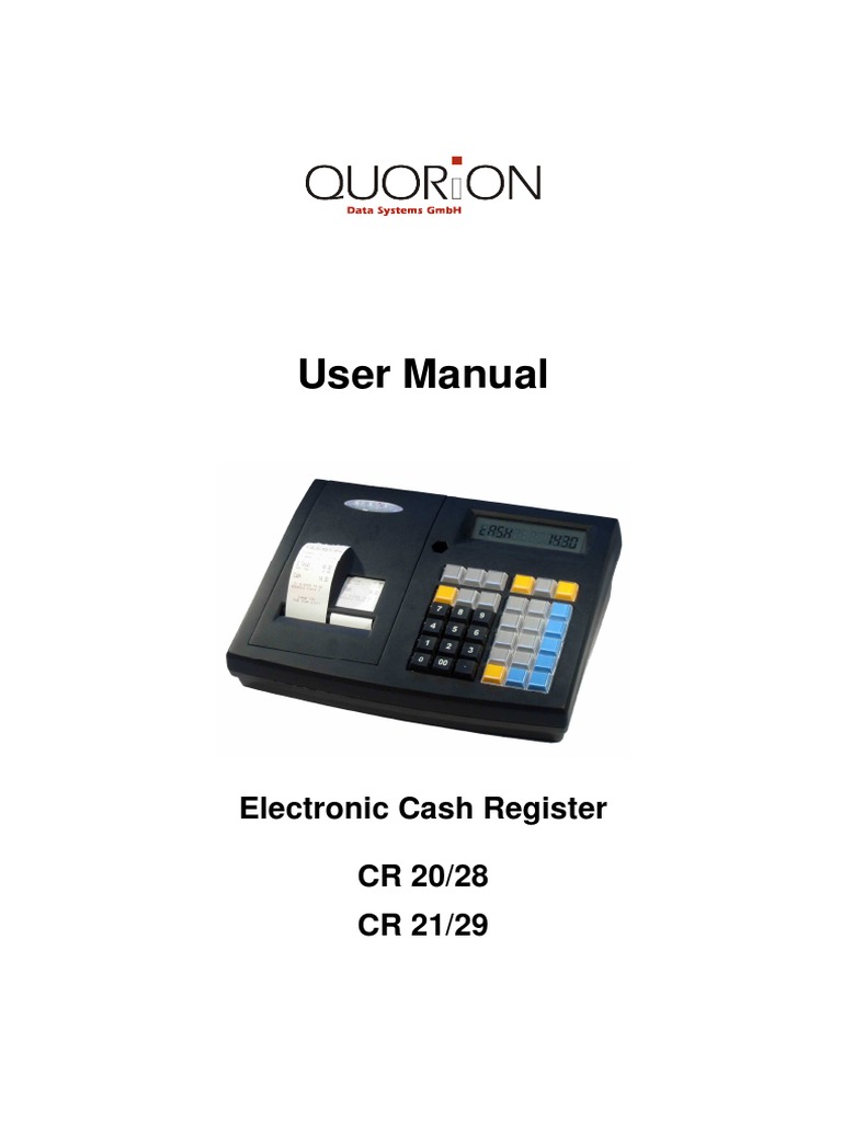 User Manual: Electronic Cash Register CR 20/28 CR 21/29 | PDF | Usb ...