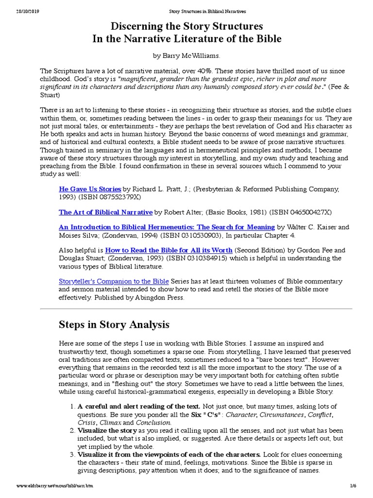 Story Structures in Biblical Narratives | PDF | Narrative | Narration