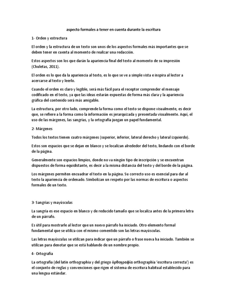 Aspecto Formales La Escritura | PDF | Coma | Ortografía