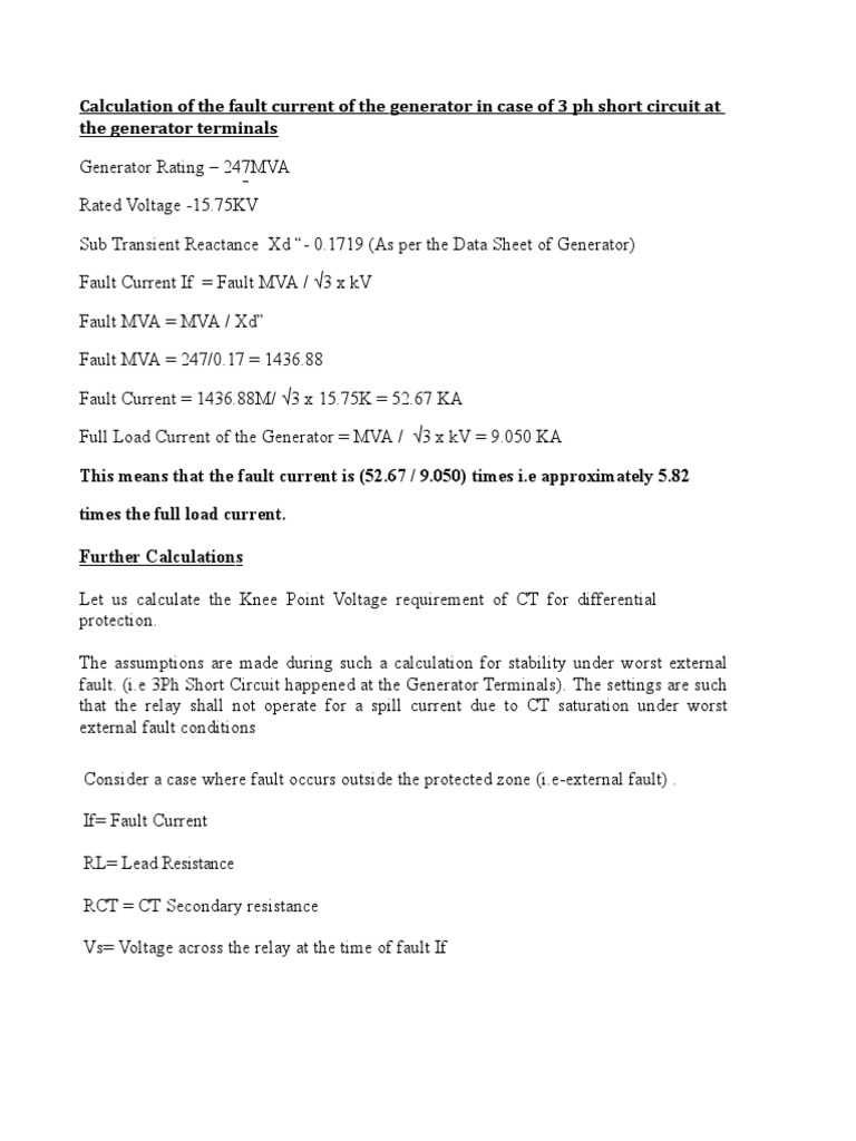 Calculation of 5P20 Class CT For Differential Protection | PDF ...