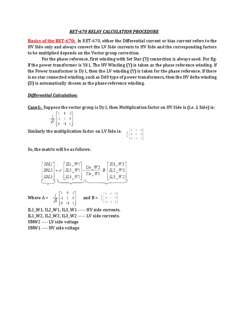 Basics of The RET-670:: Ret-670 Relay Calculation Procedure | PDF ...