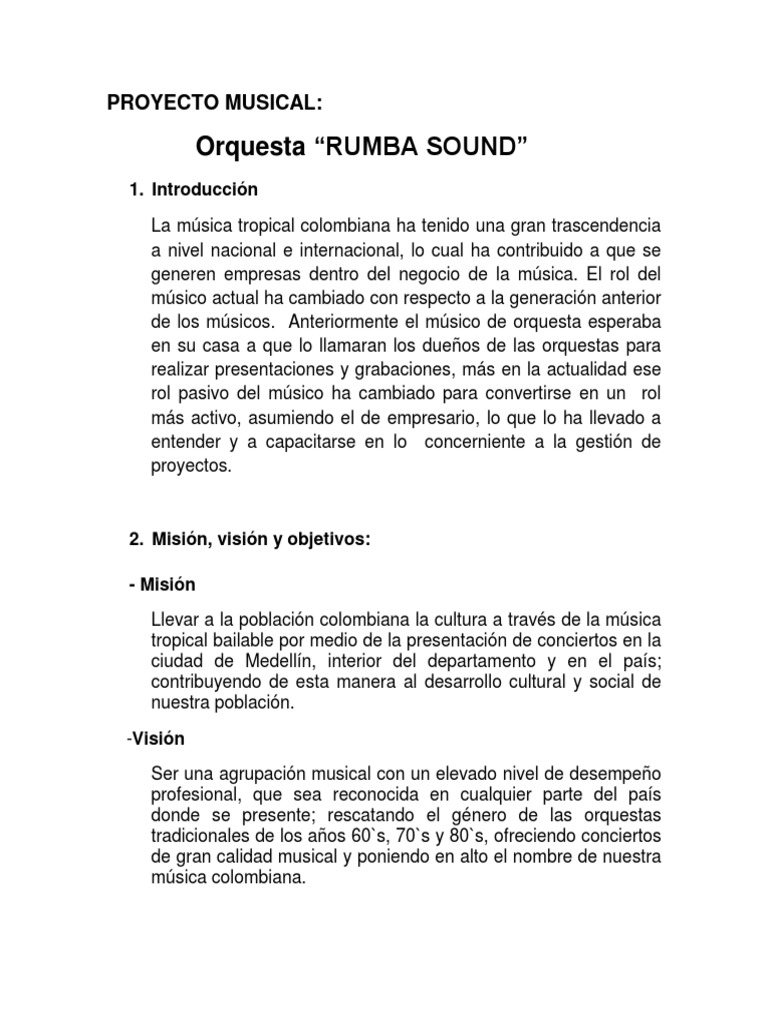 Proyecto Musical - Rumba Sound | PDF | Colombia | Orquestas