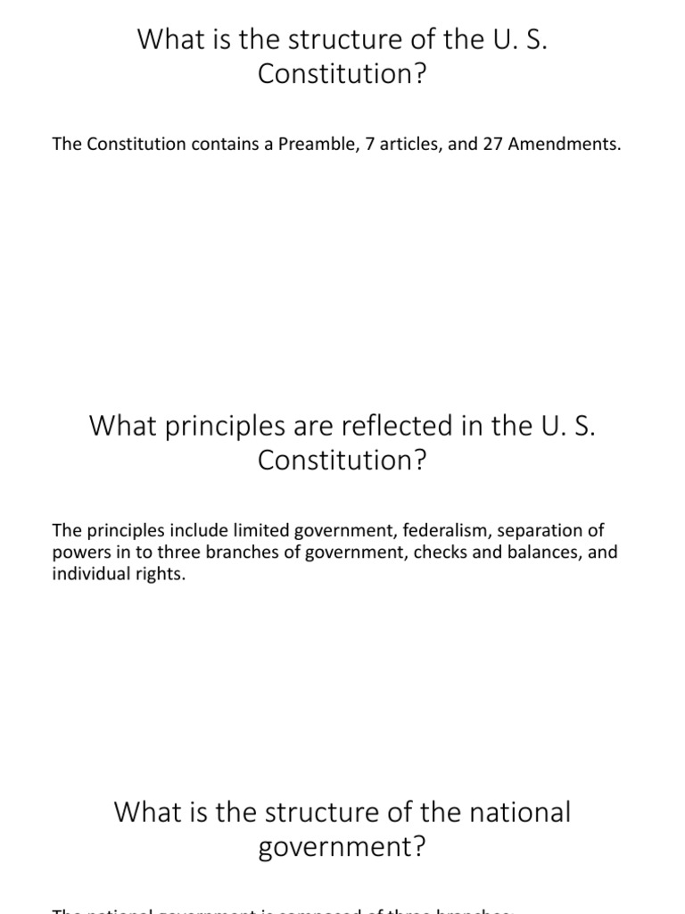 Structure and Principles of the U.S. Constitution | PDF | U.S. State ...