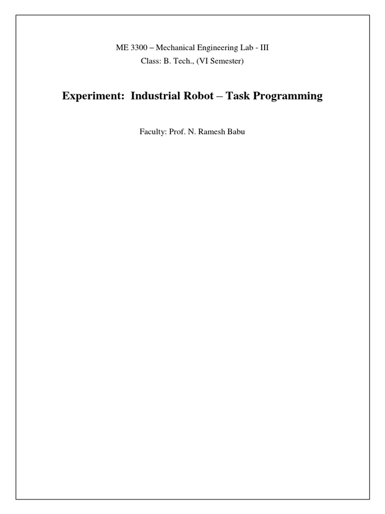 X04-Industrial Robot Programming - Lab Manual | PDF | Robot | Robotics