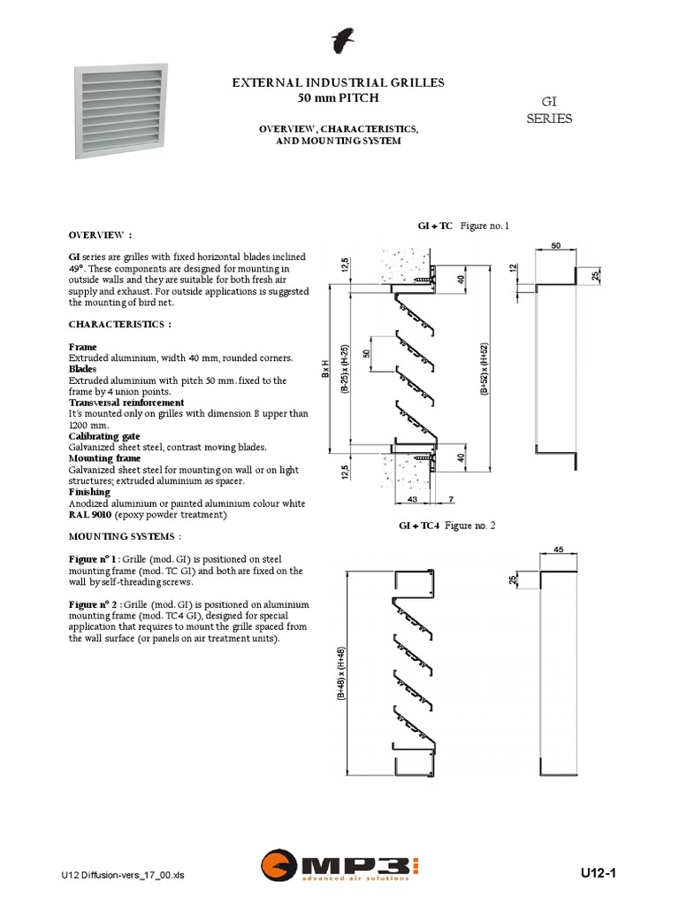 External Industrial Grilles 50 MM PITCH: GI Series | Download Free PDF ...