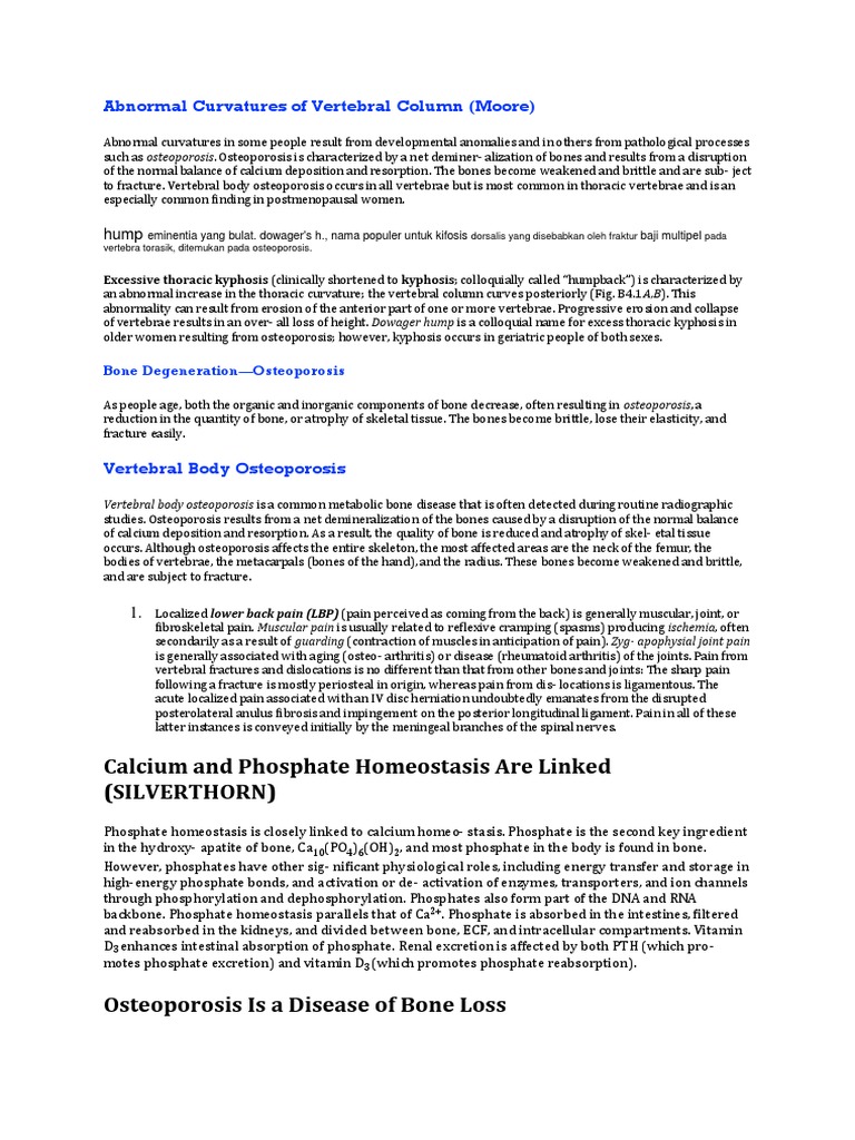 Abnormal Curvatures of Vertebral Column (Moore) : Calcium and Phosphate ...