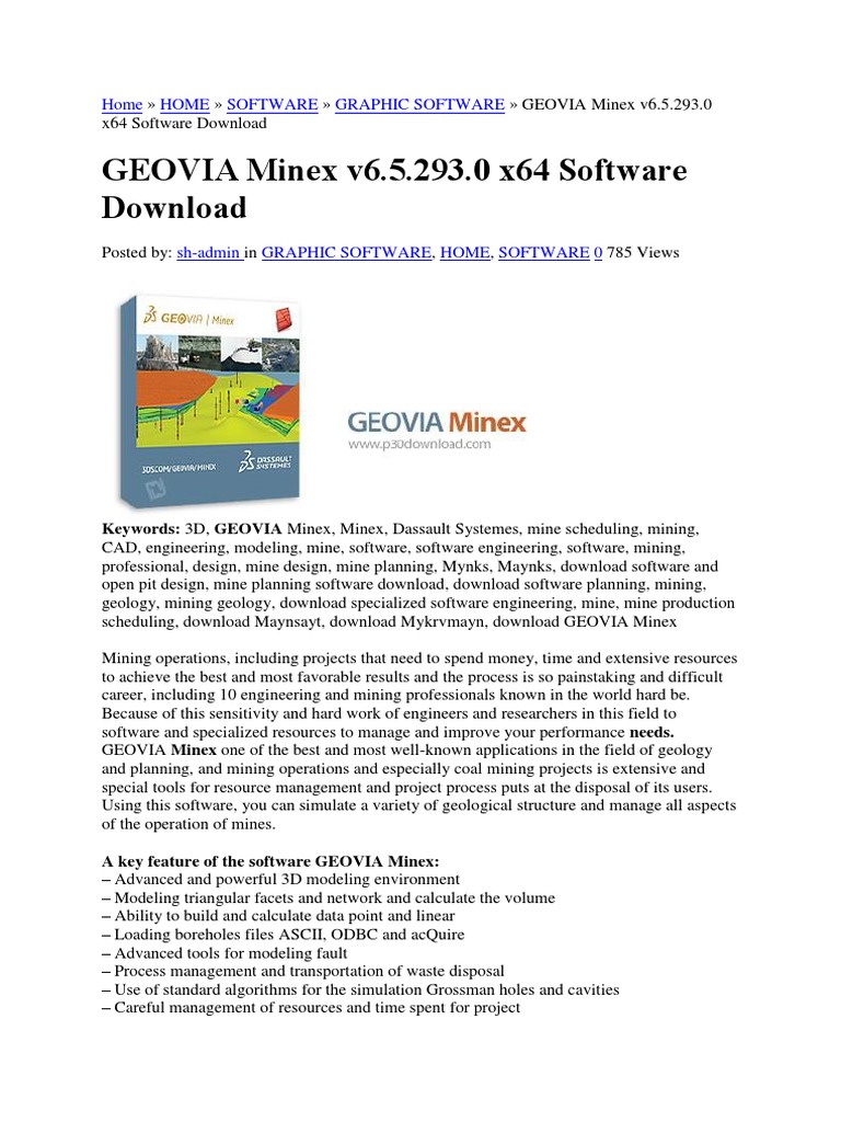 GEOVIA Minex v6.5.293.0 x64 Software Download: Home Home Software Graphic Software | PDF ...