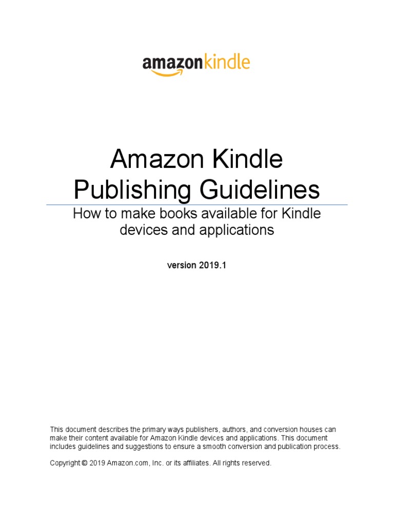 Amazon Kindle Publishing Guidelines: How To Make Books Available For ...