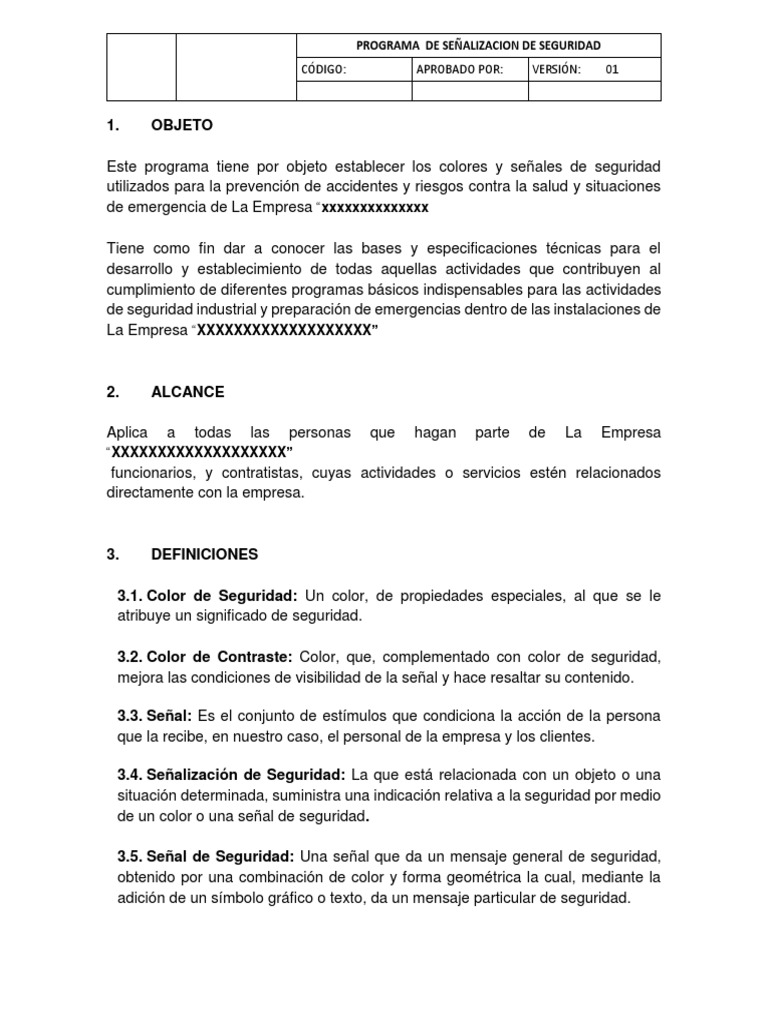 Programa de Señalización de Seguridad | Color | Ligero