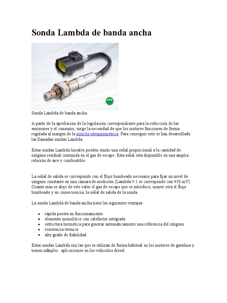 Sonda Lambda Banda Ancha: Función y Ventajas | PDF | Química | Energía y recursos
